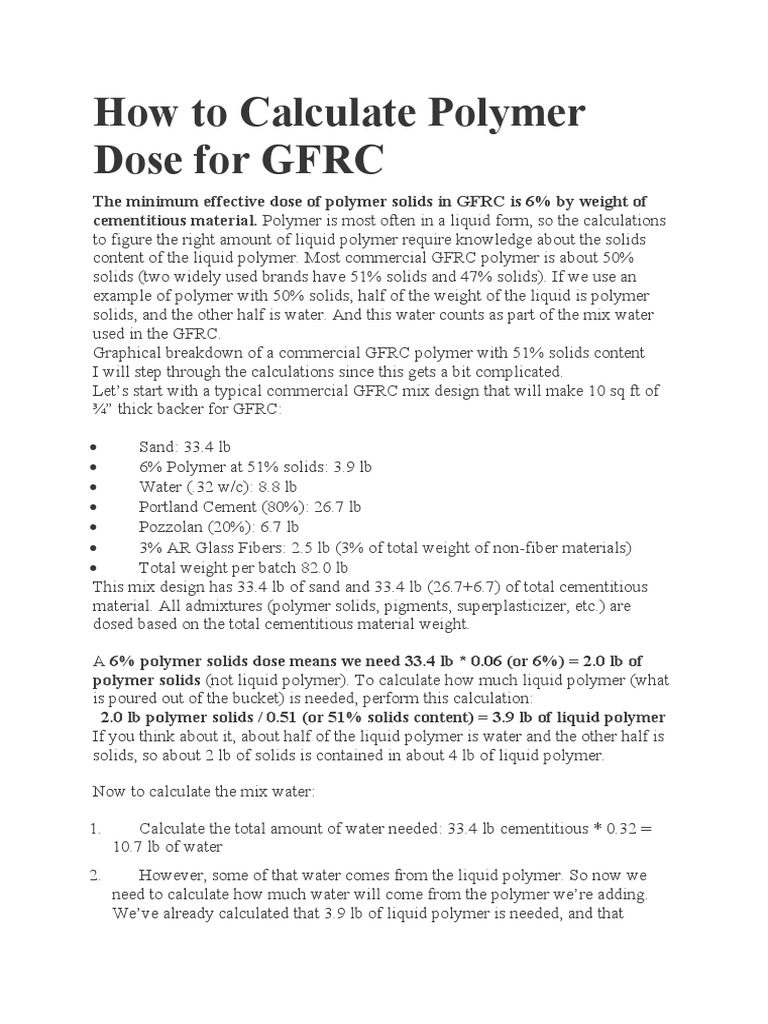 GFRC Calculations | PDF | Cement | Concrete