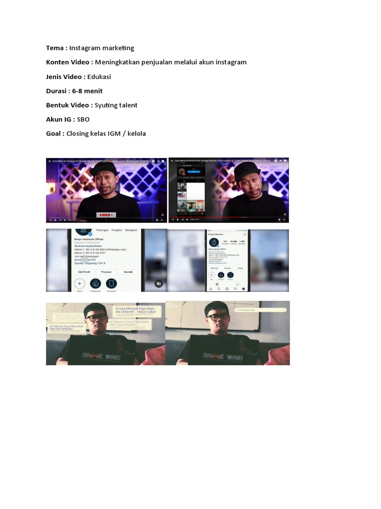 Revisi Script & Storyboard Video Edukasi IG Marketing | PDF