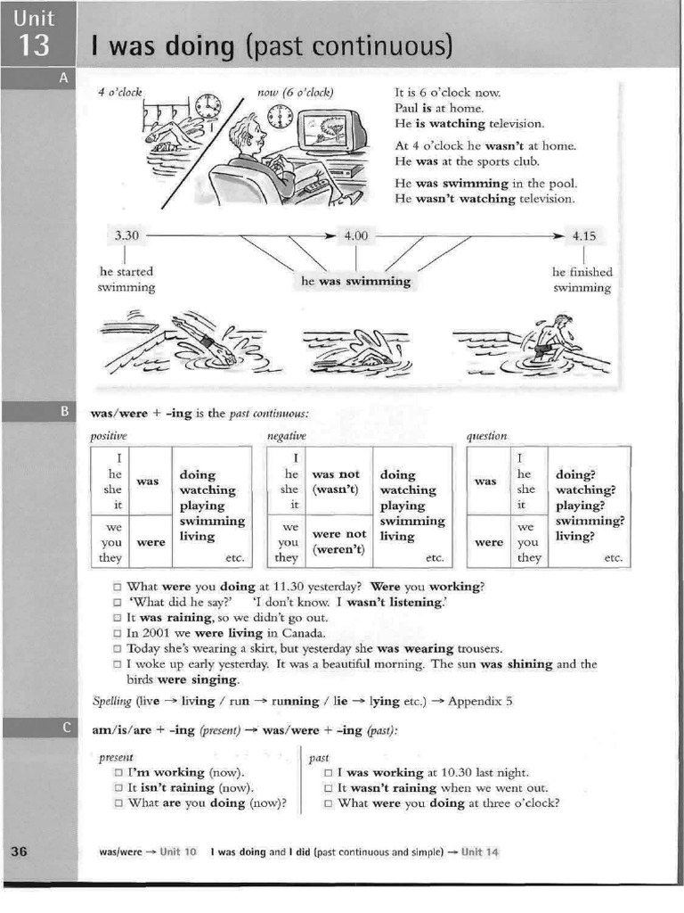 Unit 13 - I Was Doing - Past Continuous - GinU | PDF