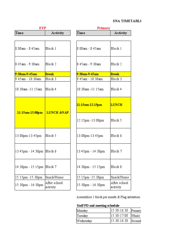 MYP DP Teacher Schedule | PDF | Educational Organizations | Schools