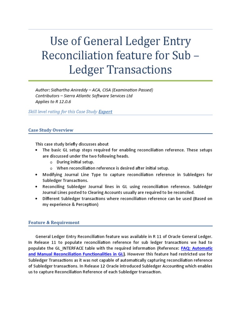 GL and Subledger Reconciliation Guide | PDF | Accounts Payable | Computing