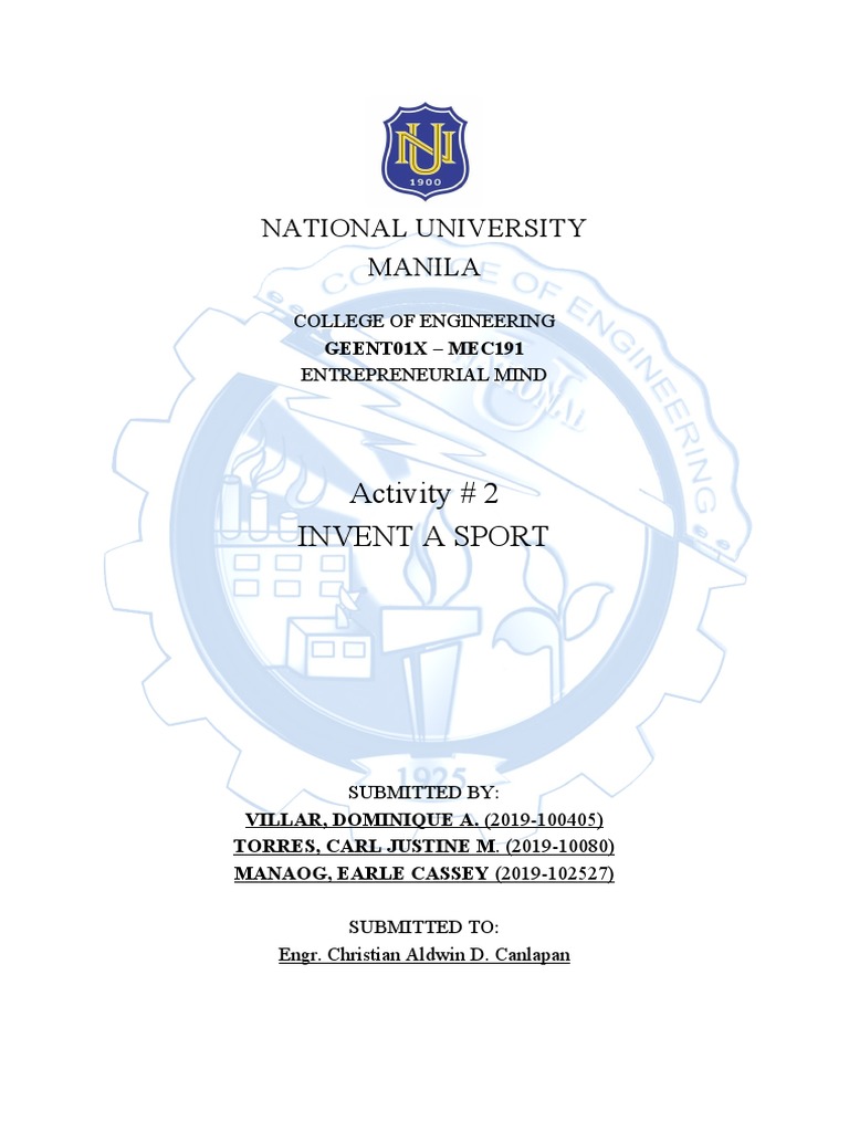 National University Manila: Activity # 2 Invent A Sport | PDF ...