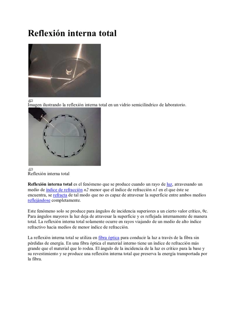 Reflexión Interna Total | PDF | Espectroscopia | Ligero