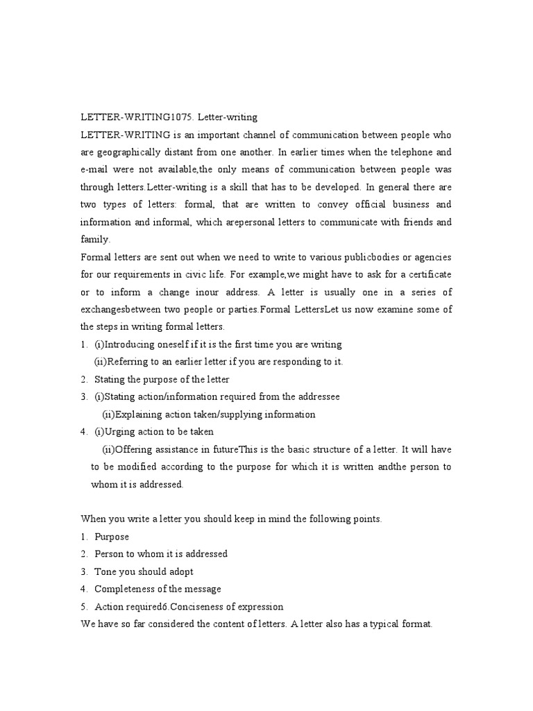 Letter Writing | PDF | Traffic | Communication