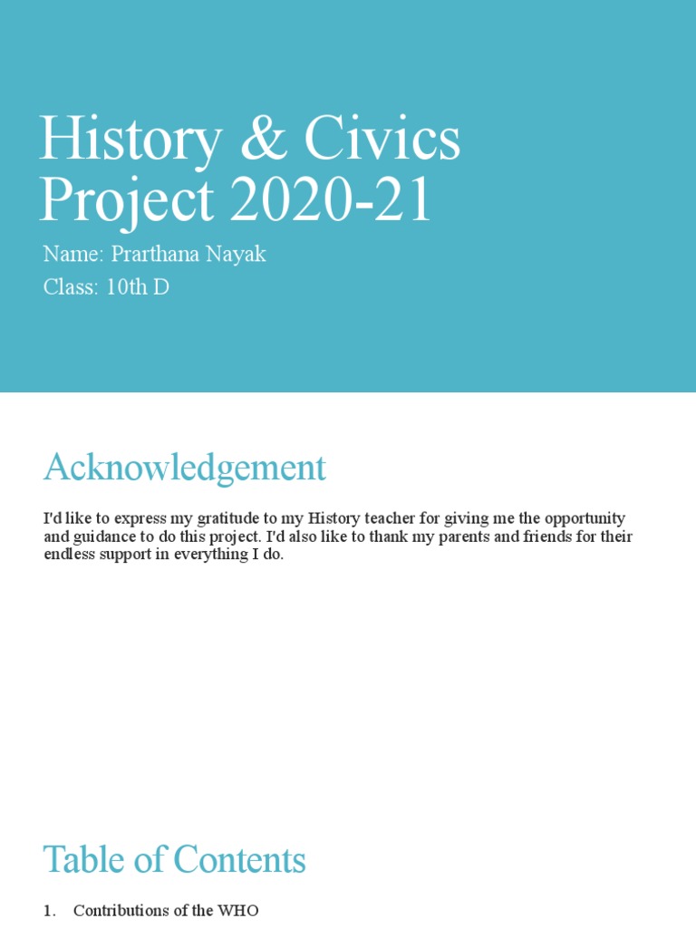 History & Civics Project 2020-21: Name: Prarthana Nayak Class: 10th D ...
