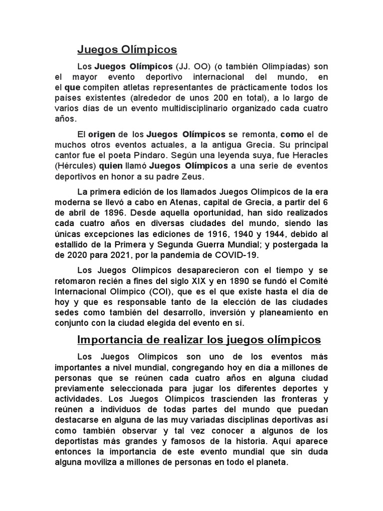 Tema 1 Educacion Fisica Juegos Olimpicos | PDF | Juegos olímpicos ...