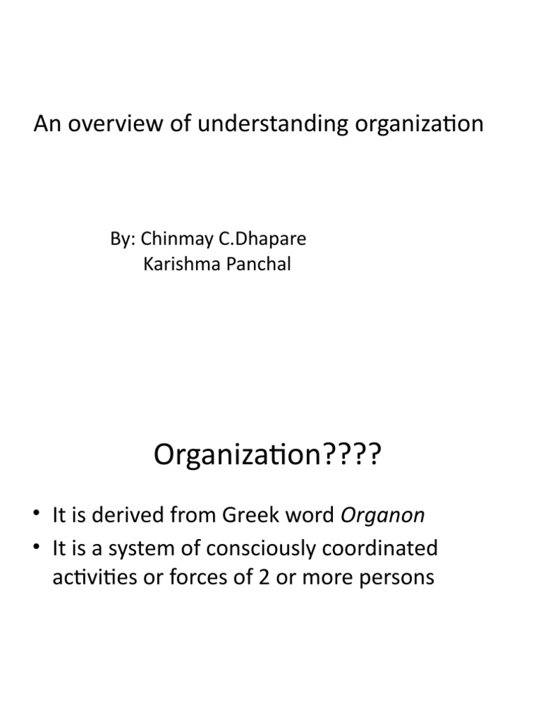 An Overview of Understanding Organization | PDF | System | Strategic ...