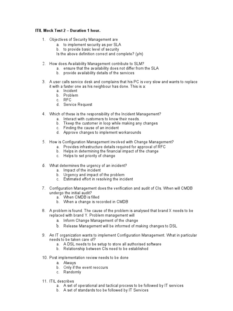 6 - ITIL Mock Test 2 | PDF | Itil | It Service Management
