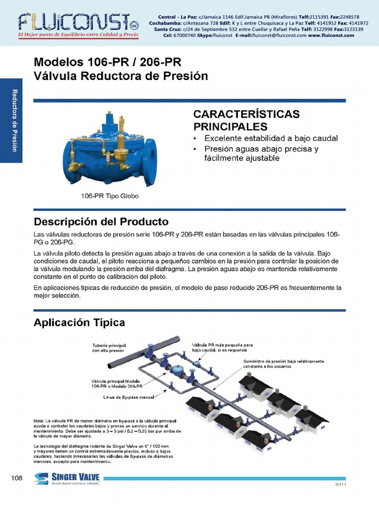 SINGER - Reductora de Presion 106PR | PDF