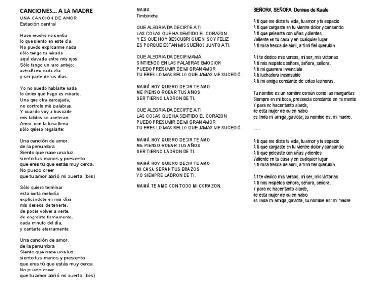 Canciones A La Madre | PDF | Amor