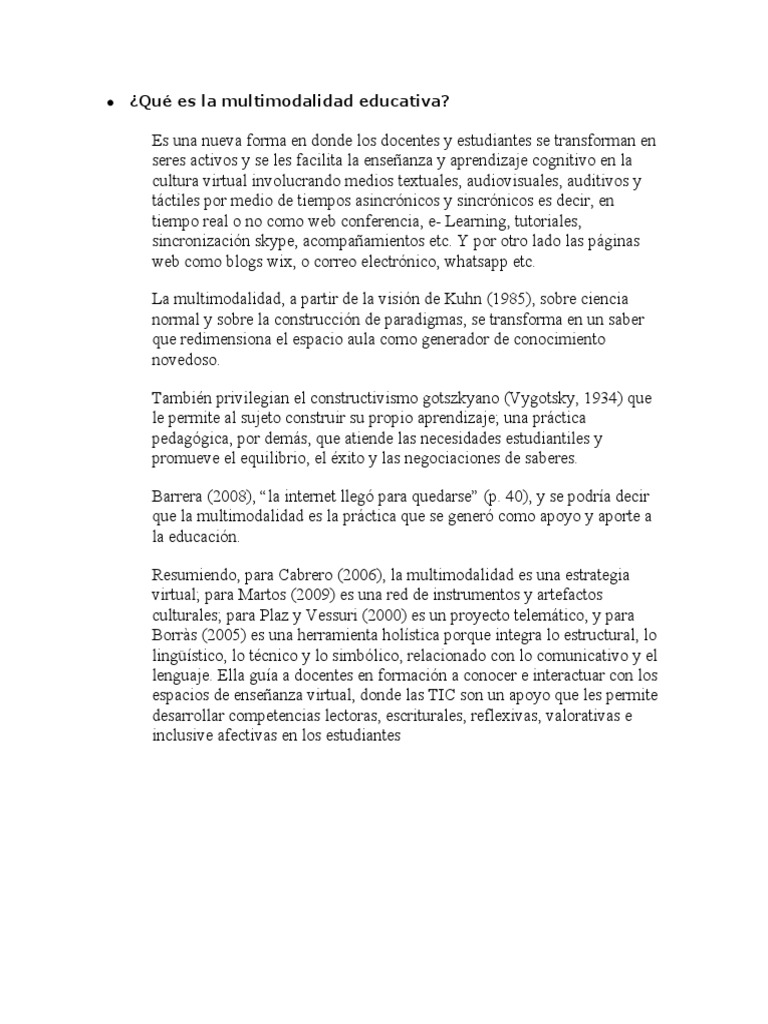 Qué Es La Multimodalidad Educativa | PDF | Constructivismo (filosofía ...