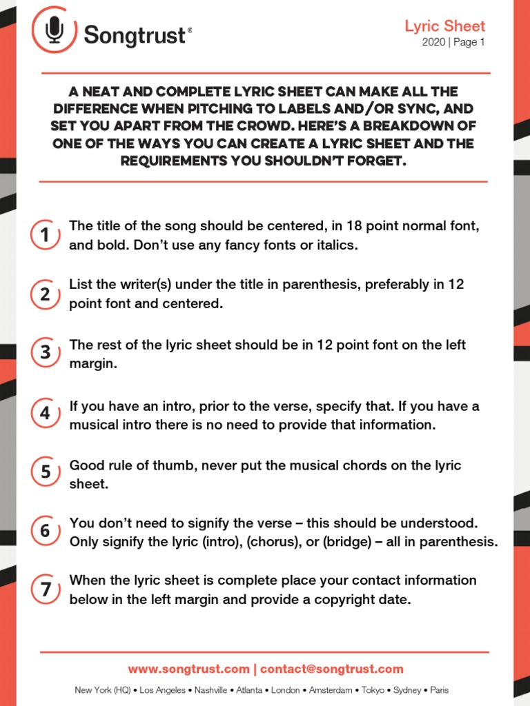 Lyric Sheet: 2020 - Page 1 | PDF | Song Structure