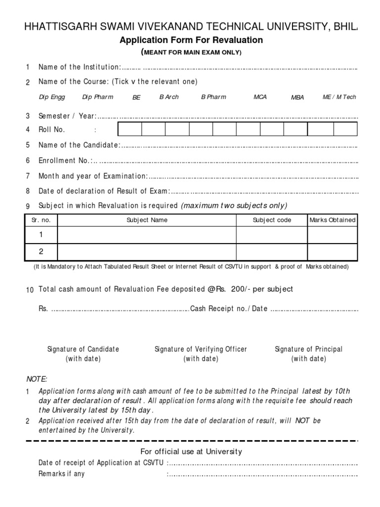 Chhattisgarh Swami Vivekanand Technical University, Bhilai: Application ...