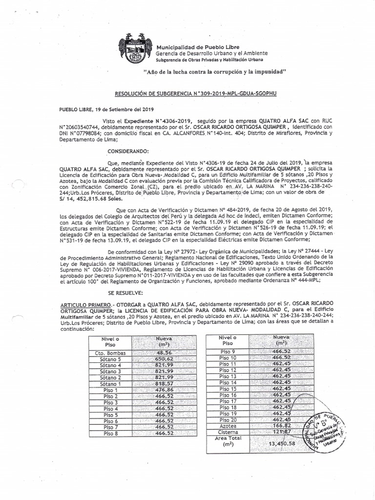 Licencia de Edificaciones - Ejemplo | PDF