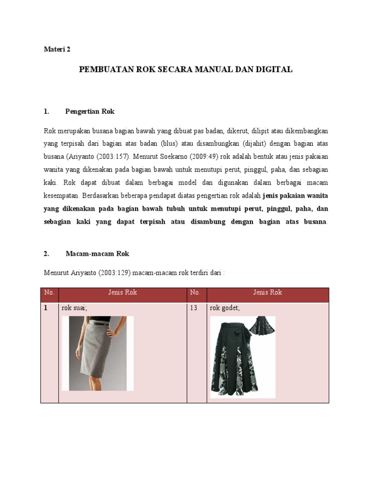 Materi 2 - Pembuatan Pola Rok Secara Manual | PDF