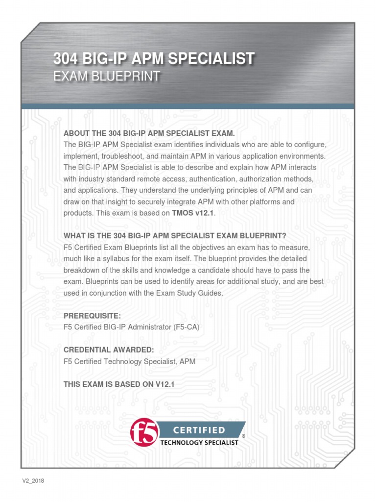 304 Big-Ip Apm Specialist: Exam Blueprint | PDF | Test (Assessment ...
