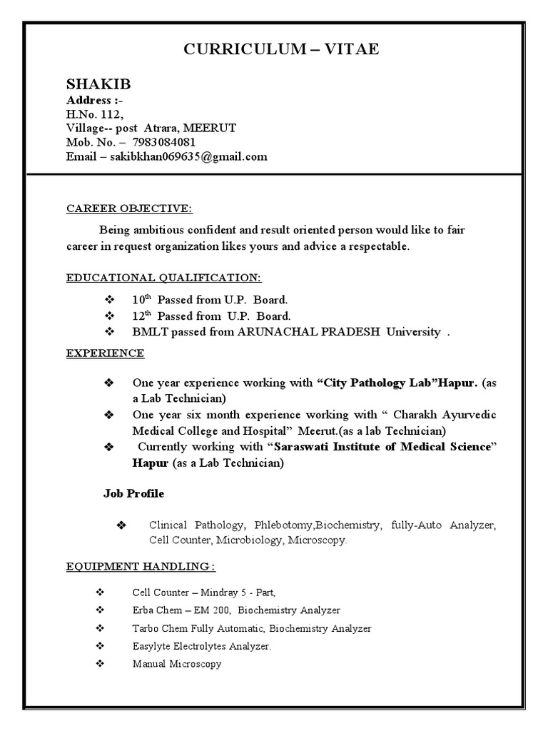 Shakib: Curriculum - Vitae | PDF | Life Sciences | Health Care