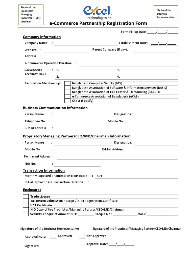 E-Commerce Partnership Registration Form: Company Information | PDF | E ...