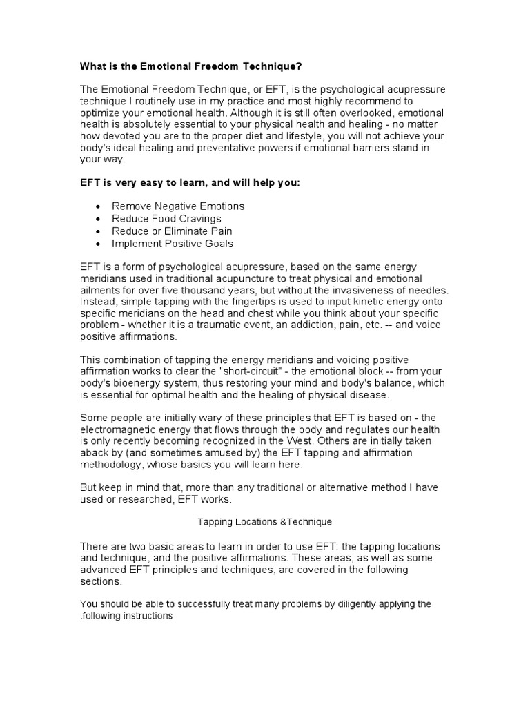 What Is The Emotional Freedom Technique | PDF | Emotional Freedom ...