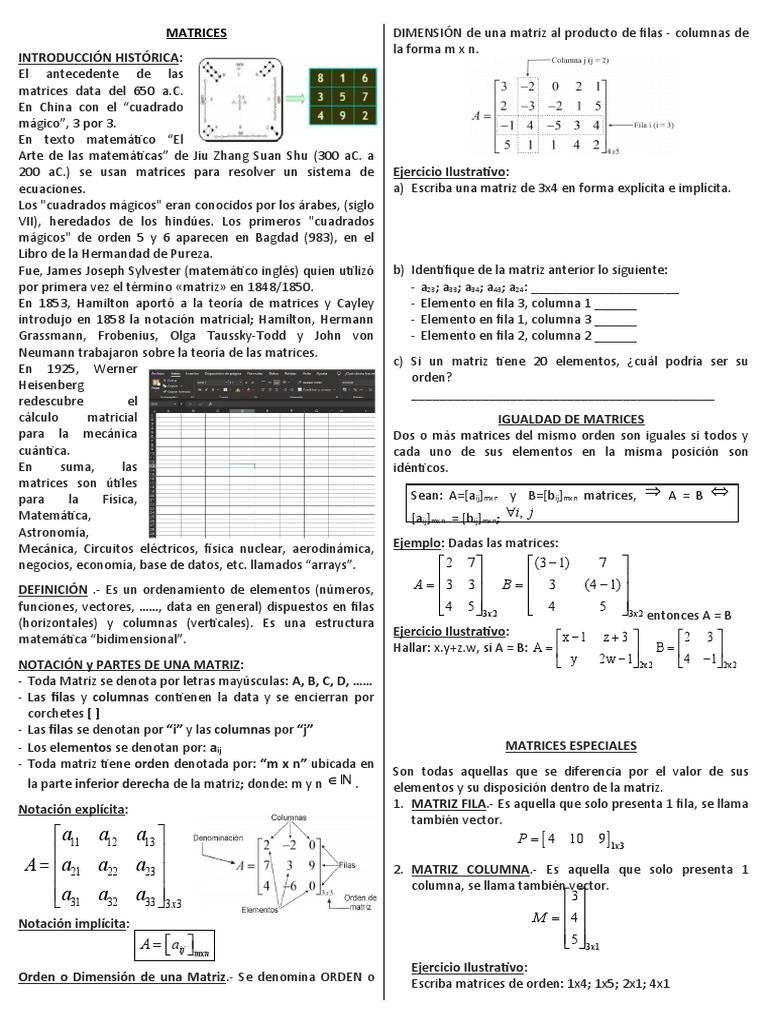 Matrices | Descargar gratis PDF | Matriz (Matemáticas) | Matemáticas