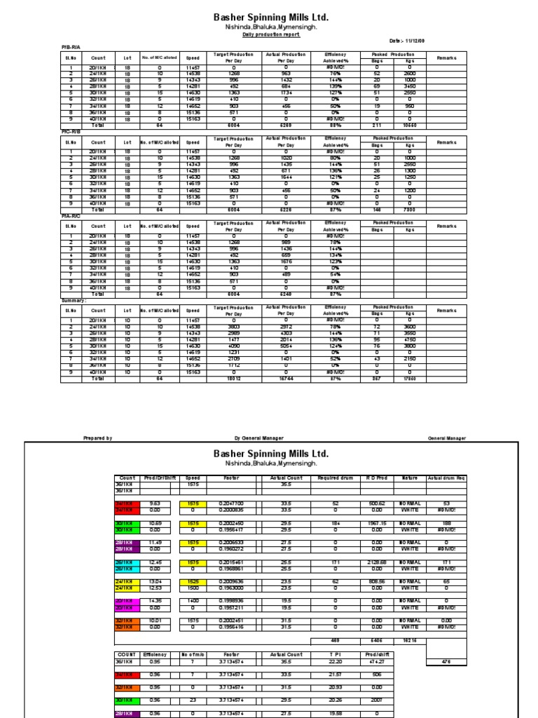 Daily Production Report | PDF