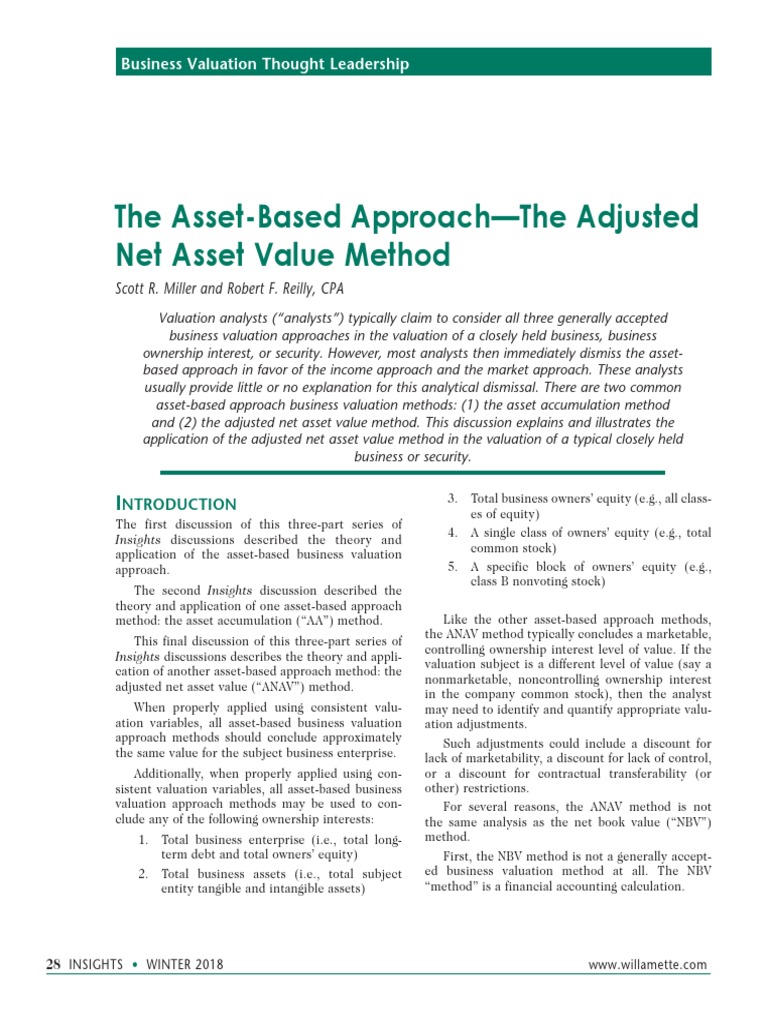 The Asset-Based Approach | PDF | Valuation (Finance) | Book Value