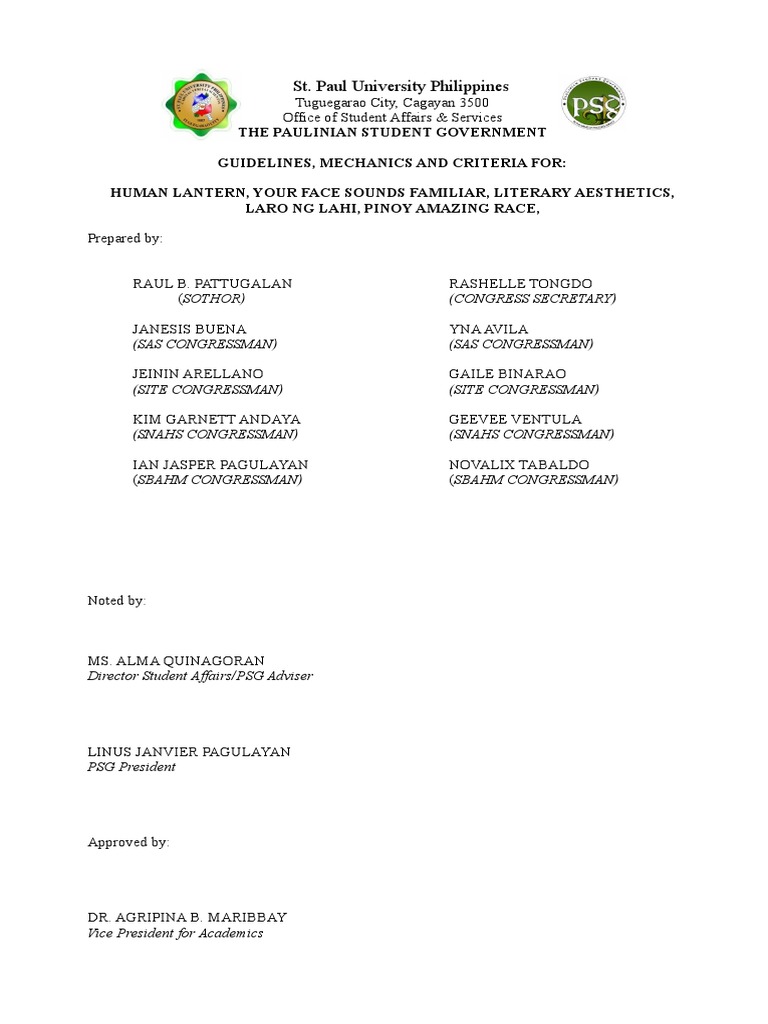 Paskuhan 2017 Guidelines | PDF