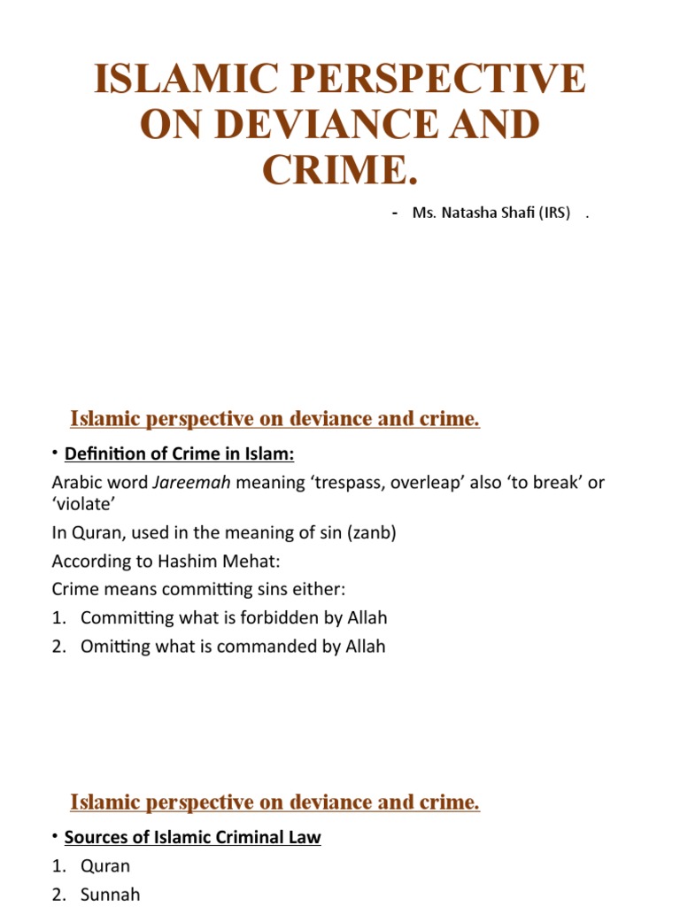 Islamic Perspective On Deviance and Crime | PDF
