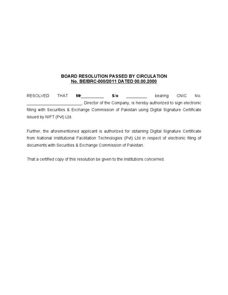 Board Resolution Digital Signature | PDF
