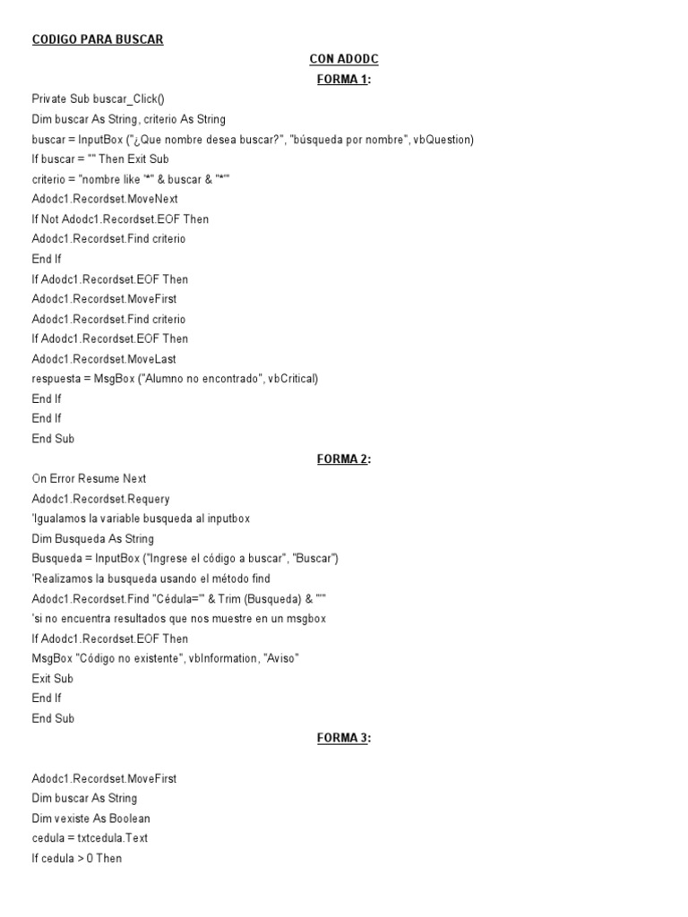 Codigo Visual Basic | PDF | Desarrollo de software | Bases de datos