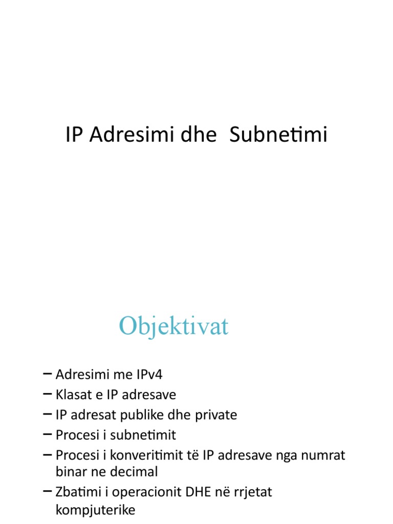 2.3 - IP Adresimi Dhe Subnetimi | PDF