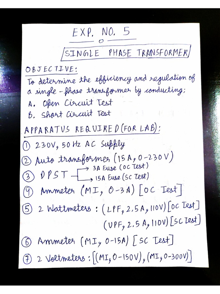 OC and SC Test For A Single Phase Transformer | PDF