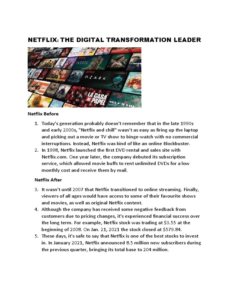 Netflix's Digital Transformation: From Online DVD Rental Pioneer to ...