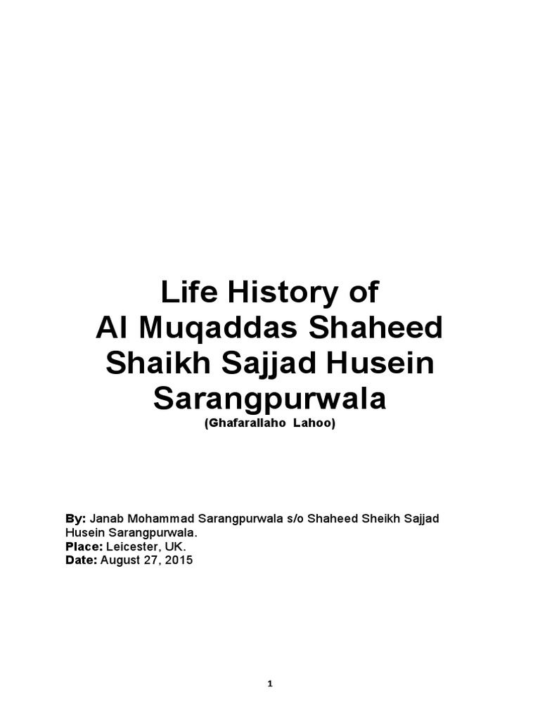 Syedna's Zulm On SH Sajjad Husein Sarangpuri | PDF