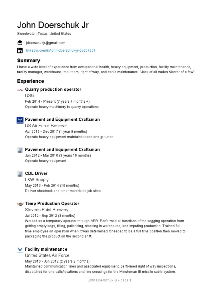 Resume John Doerschuk JR | PDF | United States Air Force | Boy Scouts ...