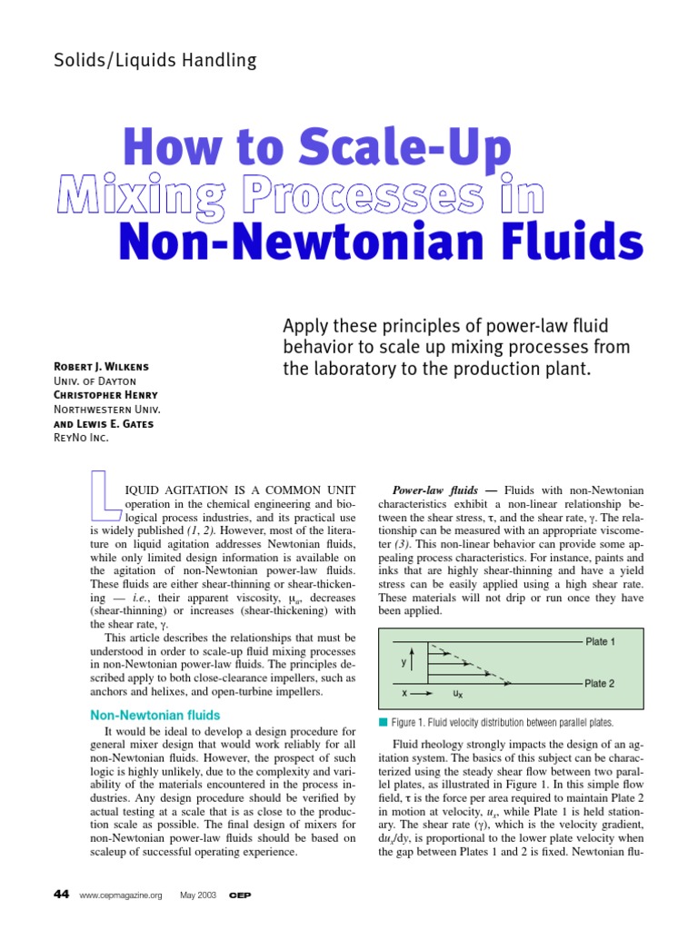 How To Scale-Up Mixing Processes in Non-Newtonian Fluids | PDF | Fluid ...