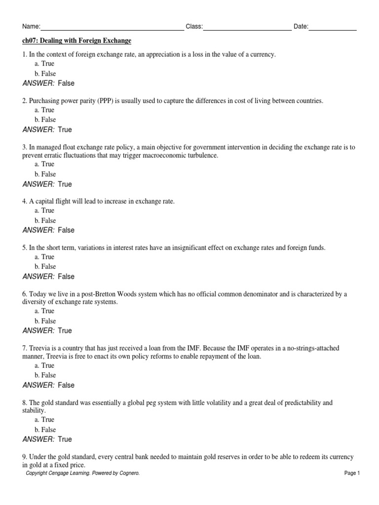 Answer:: ch07: Dealing With Foreign Exchange | PDF | Exchange Rate ...