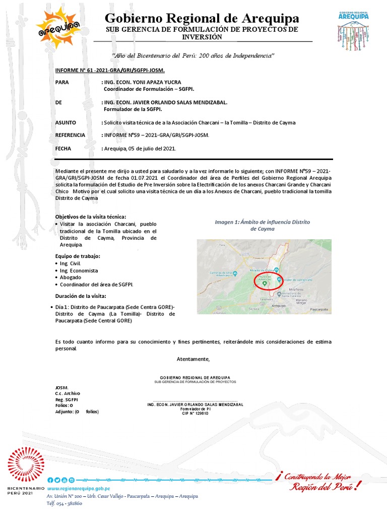 Visita Técnica a Charcani, Cayma | PDF | América del Sur | Perú