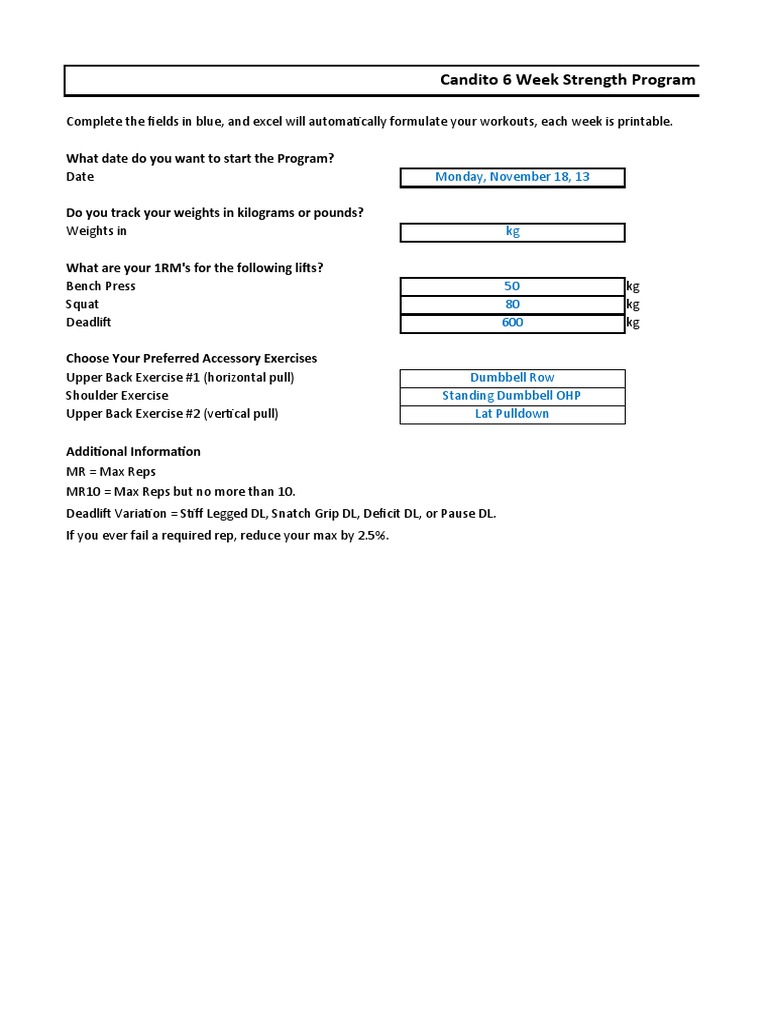 Candito 6 Week Strength Program | PDF | Weight Training | Recreation