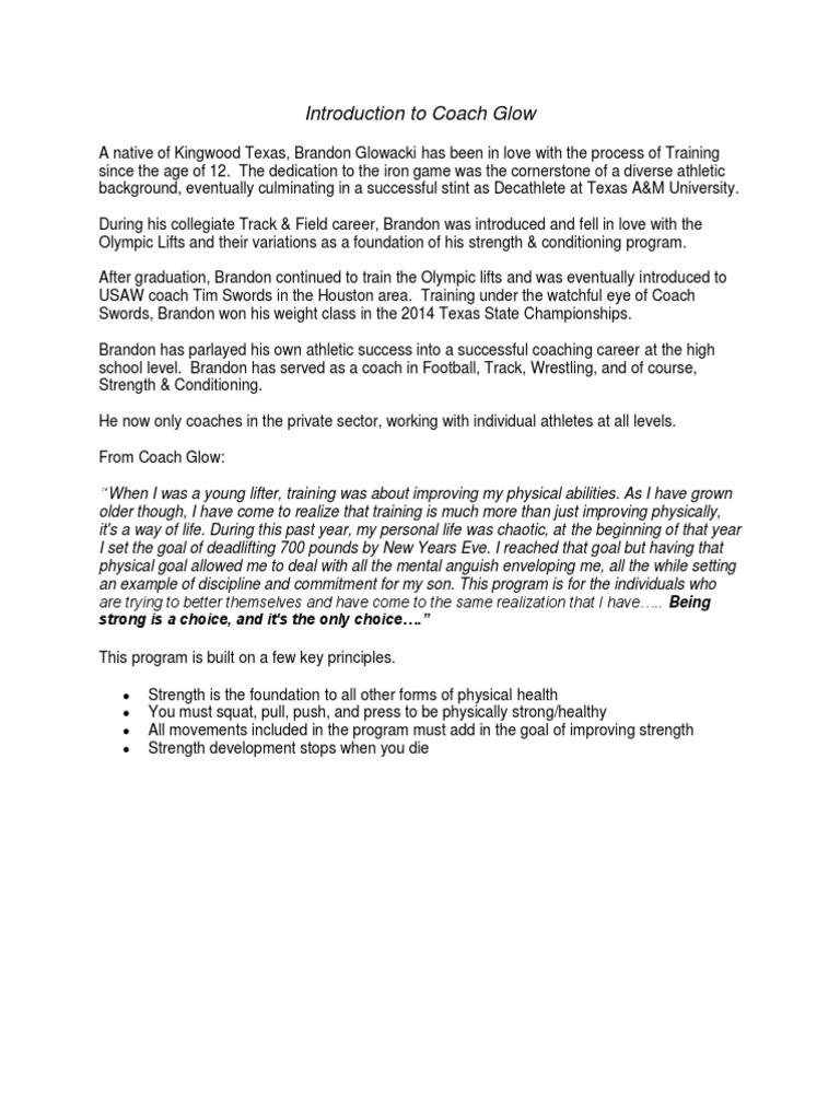 Andy Baker - Glows-Power-and-Strength Program | PDF | Hobbies ...
