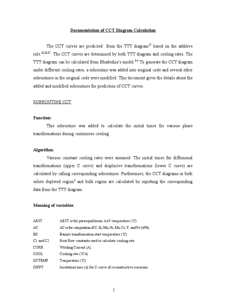 Documentation of CCT Diagram Calculation | Download Free PDF ...