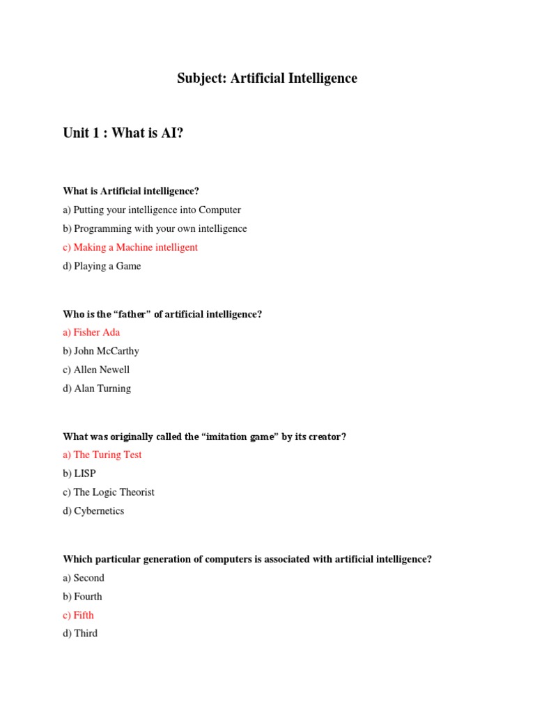 MCQ Ai | PDF | Artificial Intelligence | Intelligence (AI) & Semantics