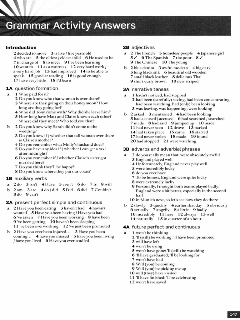 Final Test - Answer Key | PDF | Adverb | Crossword