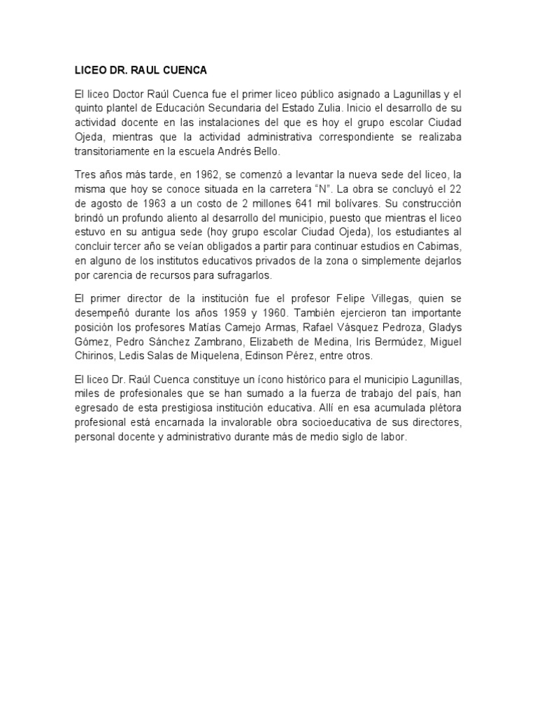 Liceo DR Raul Cuenca | PDF