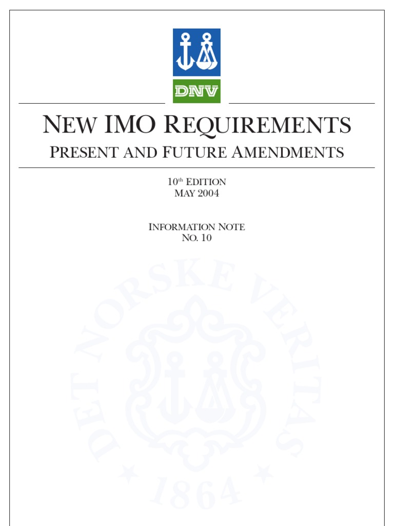 New IMO Requirements - 10th Edition - May 2004 | PDF | Water Transport ...