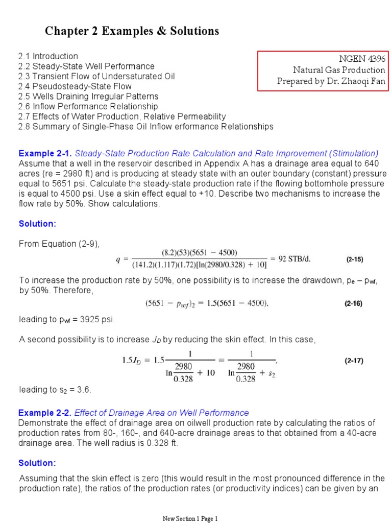 Chapter 2 Examples & Solutions: Example 2-1. Steady-State Production ...