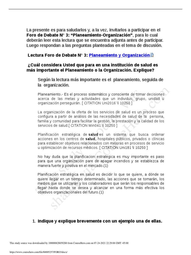 FORO3 | PDF | Planificación | Planificación estratégica