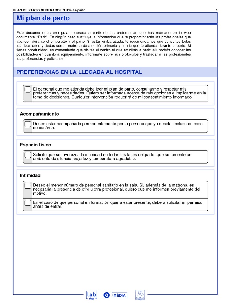 Mi Plan de Parto | PDF | Parto | Ciencias de la Salud