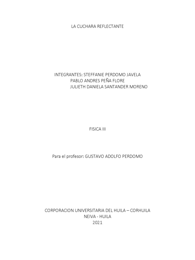 Cuchara Reflectante: Imagen Invertida | PDF