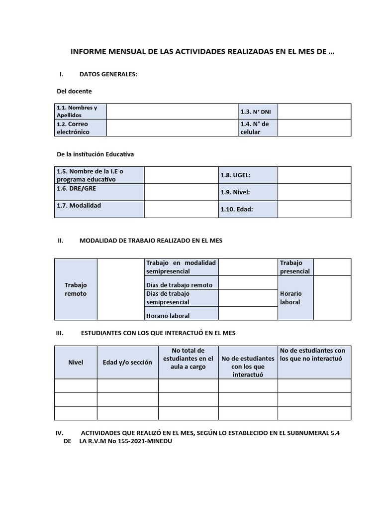 Informe Mensual de Actividades Educativas | PDF | Comunicación | Pedagogía